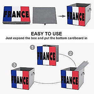 France Flag Large Cubes Storage Bins Collapsible Canvas Storage Box Closet Organizers for Shelves
