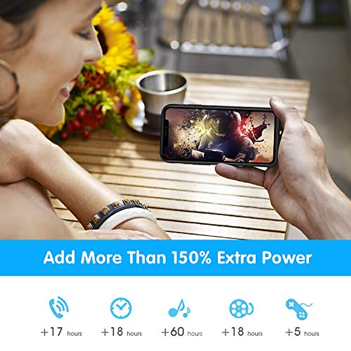 Battery Case for iPhone 11 Pro Max, 7800mAh Extended Portable Battery Pack Rechargeable Charging Case Smart Battery Case for iPhone 11 Pro Max External Battery Cover 6.5 inch Charging Case - Black