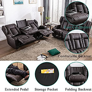 76" RV Loveseat Recliner | Double Recliner RV Sofa & Console | Wall Hugger Reclining RV | RV Theater Seats | RV Couch | RV Theater Seating 3 Seater | RV Furniture Manual Recliner Chair