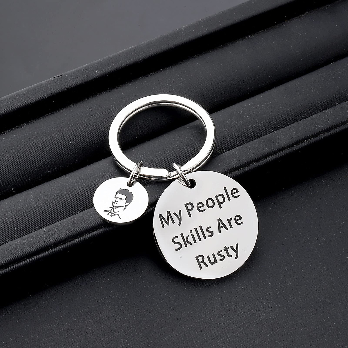 FOTAP SPN jewelry My People Skills Are Rusty Keychain Castiel Fans Gift Castiel TV Show Gift TV Show Fans Gift TV Series Gift (Rusty Keychain)