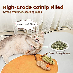 Potaroma 3Pcs Catnip Toys, Interactive Silvervine Cat Mice & Animals Toys for Indoor Cats and Kittens, Dental Cat Nip Plush Toy, Matatabi Silvervine Cat Chew Toy for Exercise