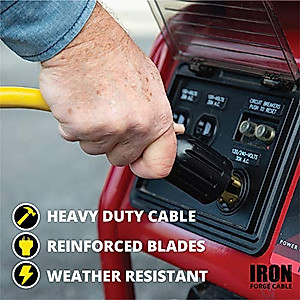 30 Amp Generator Cord - 25 Ft 4 Outlet Generator Power Cable with Organizer, L14-30, 10/4 SJTW, 125/250v, 7500 Watt