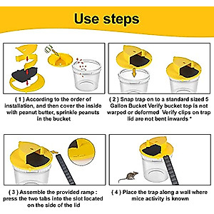 Bucket Lid Mouse Trap 2 Pack, 5 Gallon Mouse Trap Bucket Lid, Humane Mouse Traps Indoor for Home, No See Kill, Auto Reset, Reusable Rat Mice Trap