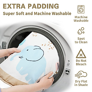 Washable Baby Gym Activity Center with Animal Play Mat, Visual, Hearing, Touch, Cognitive Early Development Playmats, 6 Toys for Infant & Toddler, Larger, Non Slip