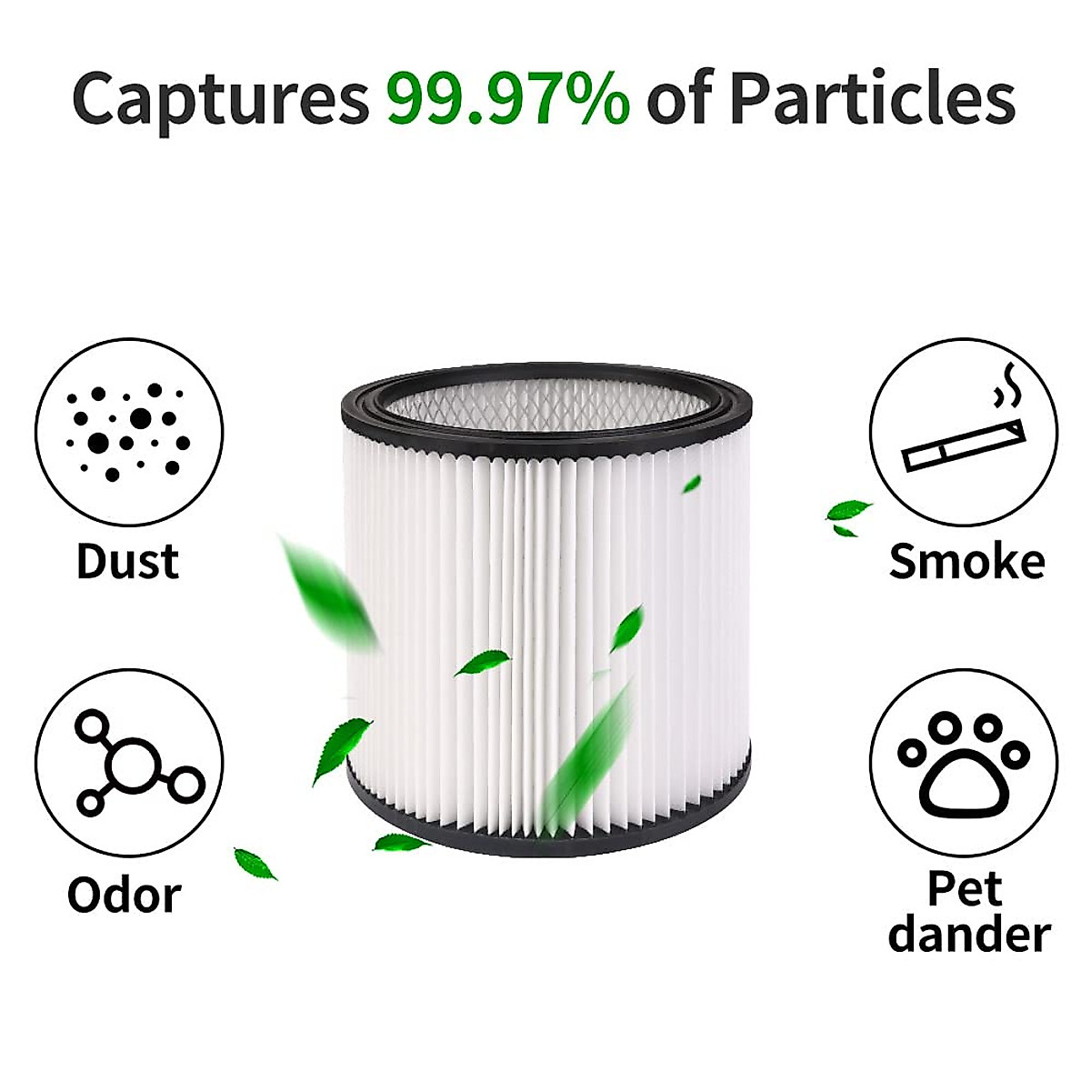 90304 Replacement HEPA Cartridge Filters with Lid, Compatible with Shop-Vac Shop Vac 90304, 90350, 90333, 903-04-00, 9030400, 90585 5 Gallon and Above Wet Dry Vacuum Cleaners, 2 Pack