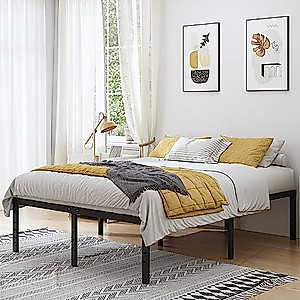 Cieemine 18 Inch Full Size Metal Bed Frame, Heavy Duty Steel Slat Mattress Foundation,No Box Spring Needed, Easy Assembly, Noise-Free,Black