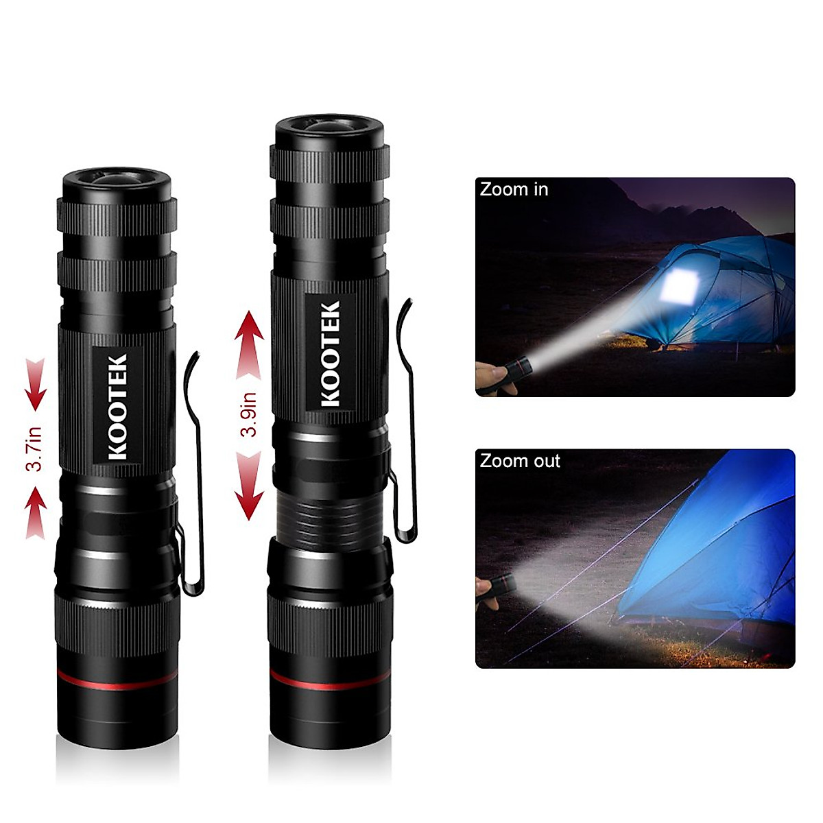 Kootek Mini LED Flashlights Pocket Pen Flashlight 5 Pack Waterproof Zoomable Bright Flashlight for Kids Child Outdoor Hiking Biking Camping Cycling Emergency Light (0.83 Inch Wide)