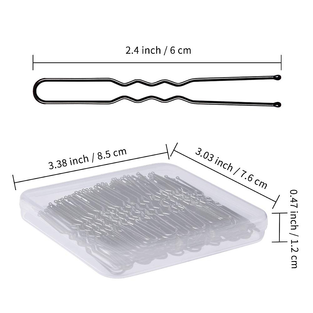 U Shaped IKOCO 2.4 inch Hair Pins for Women's Ballet Buns with Storage Box