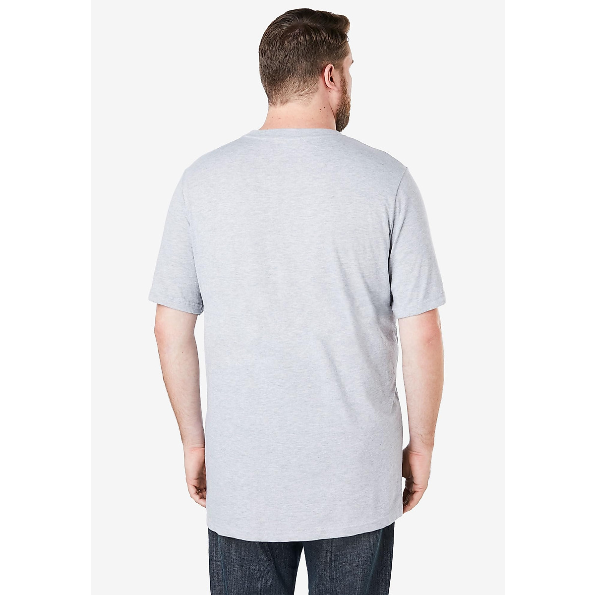 KingSize Men's Big & Tall Shrink-Less Lightweight Longer-Length Crewneck Pocket T-Shirt - 5XL, Black