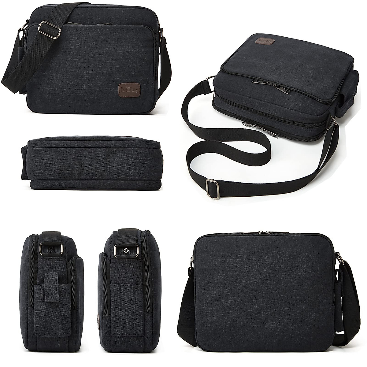 Ashioup Canvas Messenger Bag for Men with built in Wallet Pockets Multifunctional Shoulder Bag Outdoor Sports Crossbody Bag