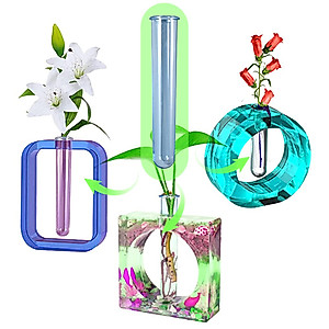 FineInno 9 Pcs Test Tubes, Plastic Plant Propagation Station Silicone Molds Transparent Tubes, Flowers Acrylic Test Tubes Round for Casting Mold