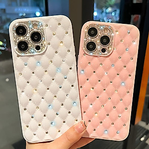 Kwhapoo Sparkly Compatible with iPhone 13 Case with Bling Diamond, Glitter Flexible TPU Slim Fit Slip-Resistant Camera Protection Cases for Women Girls 6.1"(White)