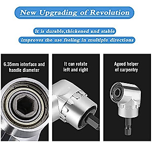 105 Degree 1/4 Inch Right Angle Drill Adapter Hex Shank Screwdriver Angled Bit Holder Black