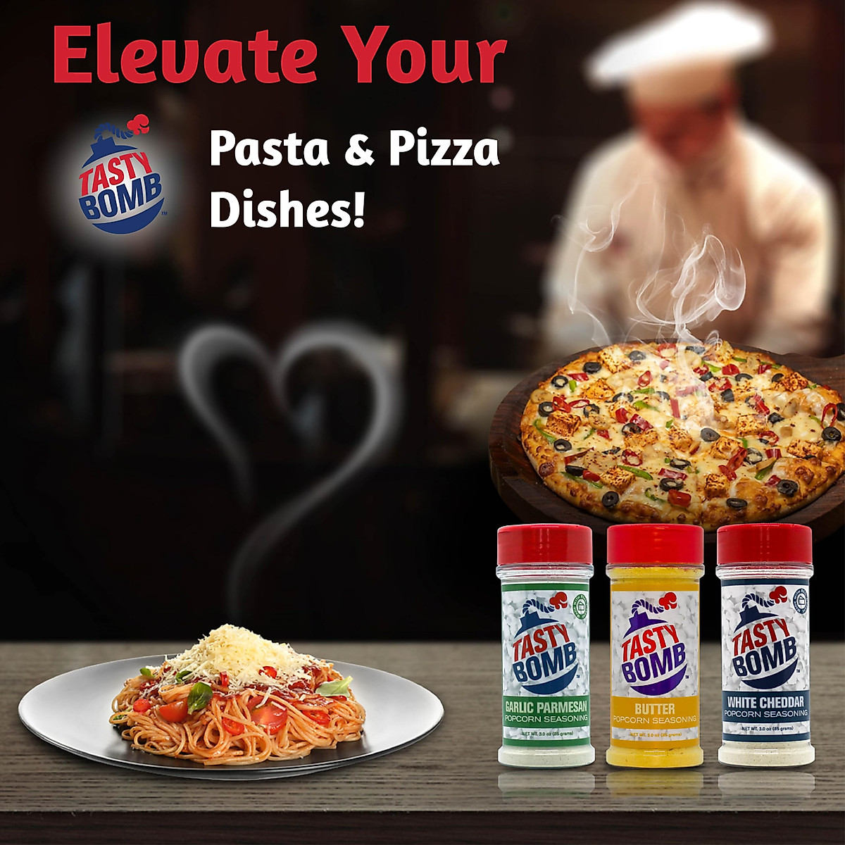 Tasty Bomb Popcorn Seasoning Set - Zesty Popcorn Seasoning Powder Variety Pack of 4 - Hot & Spicy Popcorn Flavoring with Asiago Pepper, Spicy Chipotle, Cheesy Jalapeno & Ranch Popcorn Seasoning Powder