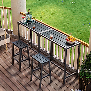 ODK 39 Inch Outdoor Bar Table, Hot Tub Table, Patio Counter Bar Height Table with Weather Resistant Waterproof Top for Garden, Yard, Balcony, Poolside, Indoor (Black)