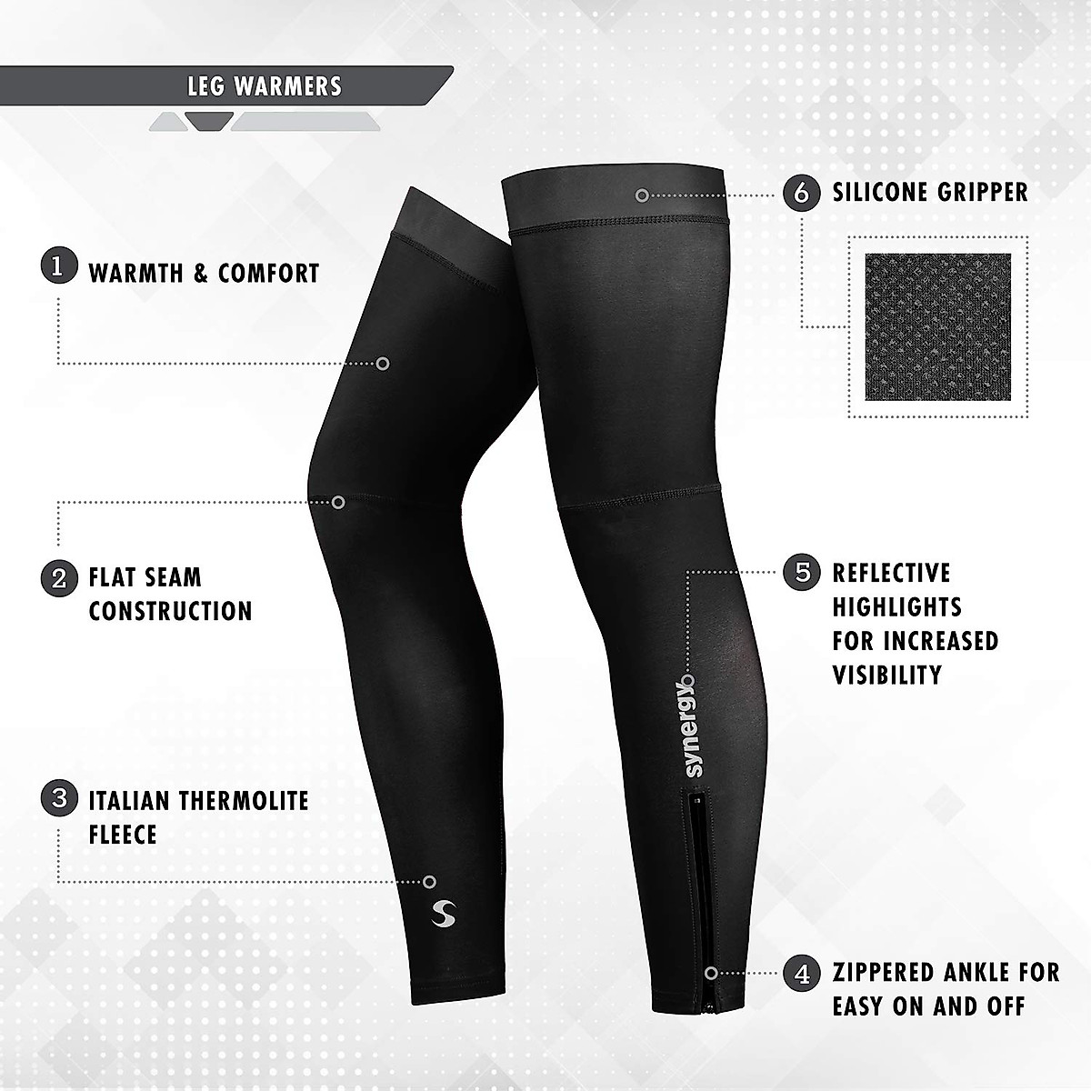 Synergy Cycling Leg Warmers (Black, S/M)