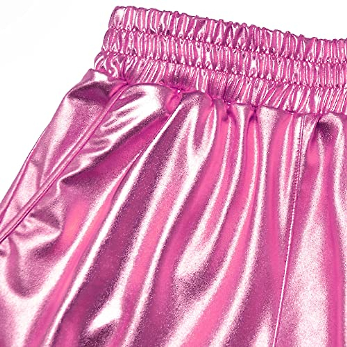 Girls Hot Pink Pants Metallic Shorts Rave Dance Shorts Shiny Metallic Shorts 6 7