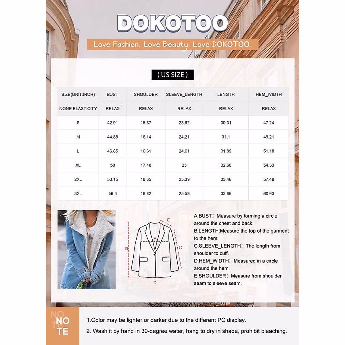 Dokotoo Womens Winter Jean Denim Jacket Coats Long Sleeve Open Front Fleece Jacket Stand Collar Button Down Sherpa Fashion Coats for Women 2024 Cardigans Outerwear with Pockets Blue Large