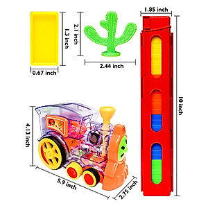 POPUTOY Domino Train, Automatic Domino Blocks Building Set Plastic Kids Children Creative Toy Game Educational Play for 3-12 Year Old Boys and Girls (80pcs)