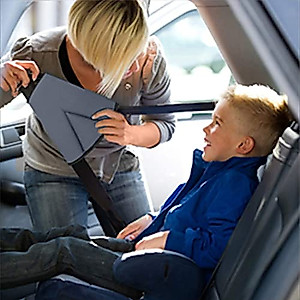 Seat Belt Adjuster and Pillow with Clip for Kids Travel,Neck Support Headrest Seatbelt Pillow Cover & Seatbelt Adjuster for Child,Car Seat Strap Cushion Pads for Baby Short People Adult (Gray)