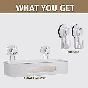 La Saveur Shower Caddy Suction Cup Shower Shelf, No Drilling Wall Mounted Shower Shelf, Removable Heavy Loading Bathtub Corner Shelf, Sponge Razor Soap Dish Holder Kitchen Bathroom Organizer