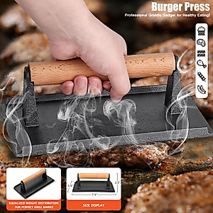 RINPIR 42pcs Griddle Accessories Kit for Blackstone, Flat Top Teppanyaki Spatula Set with Enlarged Spatulas, Melting Dome and Burger Press, Professional Hibachi Tools Gifts for Outdoor BBQ