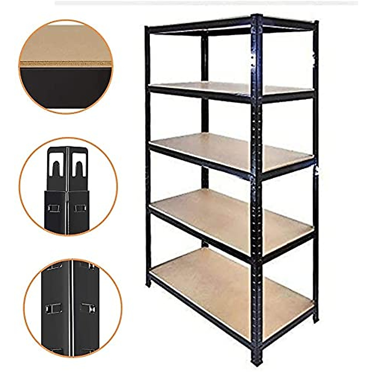 QiMu 5-Tier Garage Shelving Unit, Heavy Duty Garage Shelf Metal Storage Shelves, Adjustable Garage Storage Utility Rack,for Home Office Garage Kitchen Bathroom Organization(180x90x40cm)