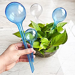 Plant Watering Globes, 10pcs Plastic Plant Automatic Water Bulbs Flower Self Feeder Balls Irrigation Device Auto Waterer Planter Insert Stakes for Indoor Outdoor Garden Potted While Away on Vacation