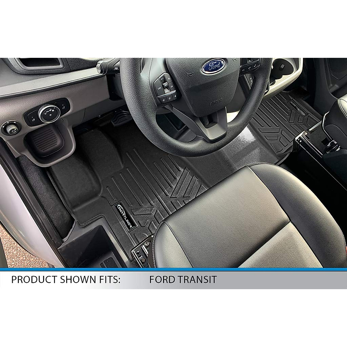SMARTLINER Custom Fit First Row (1 PCE) Floor Mat Liners Compatible with 2020-2023 Ford Transit w/Vinyl Flooring (No Transit Connect)