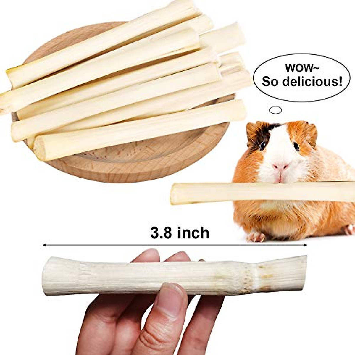 Chngeary 150g and 300g Natural Sweet Bamboo Sticks Small Animals Treats Toys, Rabbit Hamster Guinea Pigs Toys Chinchilla Squirrel Bunny Chew Toys(150g)