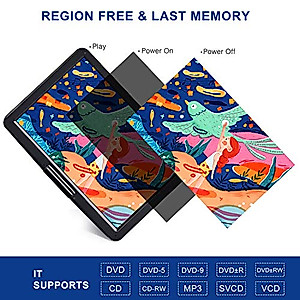 NAVISKAUTO 17.9" Portable DVD Player with 15.6'' Large Screen Free Carry Bag Rechargeable Battery Support HDMI Input, 1080P Video, MP4, Sync Screen, Last Memory, AV in & Out, Region Free, USB