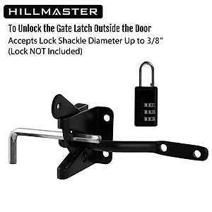 HILLMASTER Upgrade Self-Locking Gate Latch for Wooden Fence Heavy Duty, Automatic Gravity Lever Door Latches with Longer Fasteners & Pull String for Secure Pool, Garden, Black Finish/4.7in