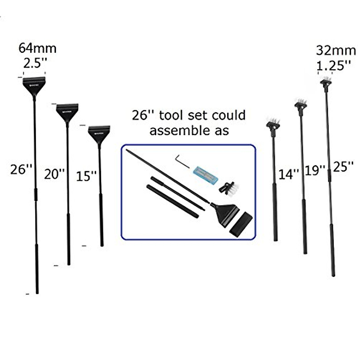 QANVEE Aquarium Algae Scraper Cleaner Brush with 10 Stainless Steel Blades for Fish Reef Plant Glass Tank 26 Inch