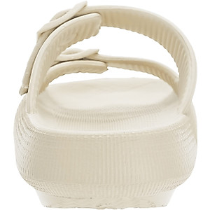 WHITIN Slides for Women Men Extra-Thick Cushion Slides Straps Pillow Slippers Light EVA Foam Adjustable Double Buckle Sandals Outdoor Beach Quick Drying House Sandles Beige