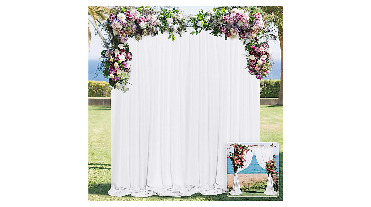 White Backdrop Curtain for Wedding Decor Holiday Party 4 Panels- White ...