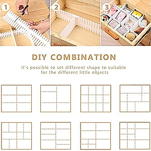 Bofoho Drawer Divider Adjustable Diy Storage Organizer Separator for Tidying Clutter Cutlery Makeup Clothes of Dresses, Desk & Box in Kitchen Bathroom Bedroom Office (Cut at Will) (White 16pcs)