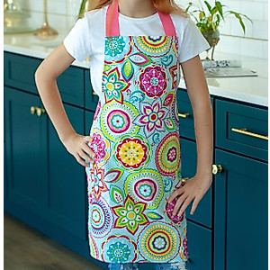 Sara Sews Colorful Pink Floral Handmade Art Craft or Baking Apron Gift for Tween Girl