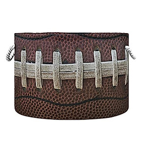 American Football Laces Toy Storage Basket for Nursery Playroom Kids Dog Toys Large Collapsible Fabric Organizer Bin for Living Room Home Office Apartment Laundry Room