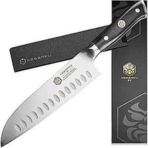KESSAKU Santoku Knife - 7 inch - Dynasty Series - Razor Sharp Kitchen Knife - Forged ThyssenKrupp German High Carbon Stainless Steel - G10 Garolite Handle with Blade Guard