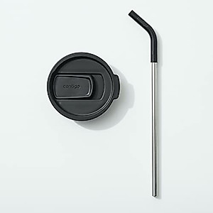 Contigo Streeterville Stainless Steel Vacuum-Insulated Tumbler with Flex Straw and Splash-Proof Slider Lid, 32 oz, Licorice