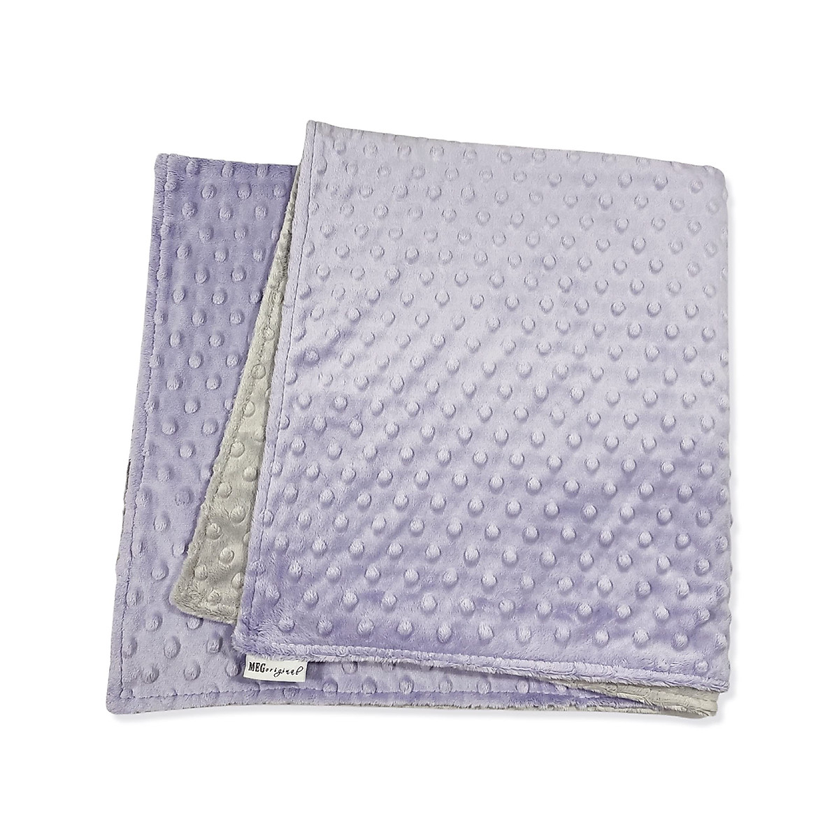 MEG ORIGINAL Lavender & Gray Minky Dot Baby Girl Blanket