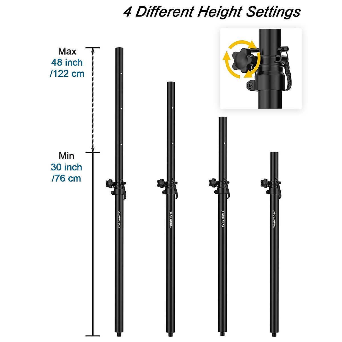 Vondynote Speaker Pole for Subwoofer Height Adjustable Fits M20 Threaded Mount and 35mm Mount Speaker Extender