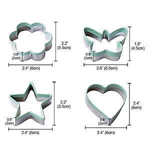 Ecoart Cookie Cutter Set - Star Flower Heart Butterfly Biscuit Cutters - Stainless Steel Sandwich Cutters/Vegetable Cutters Shapes Set with Comfort Grip for Kids & Adults (Set of 4)