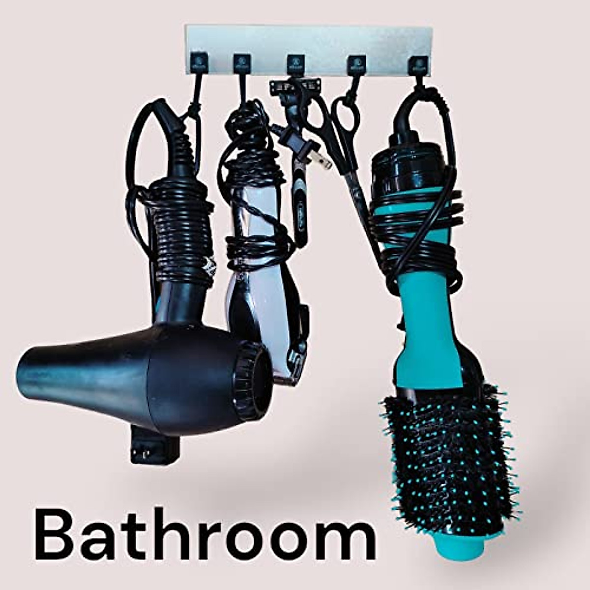 eBloom Adhesive Wall Hooks for Hanging Heavy Duty Rack Kitchen Gadgets, Storage Utensil Holder No Drilling Wall Mounted with 5 Magnetic Silicone Hooks for Kitchen Shower Hook Bedroom Office Classroom