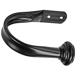 Amazon Basics 1" Curtain Rod with Round Finials, 72" to 144" and Decorative Curtain Holdback, Set of 2, Black