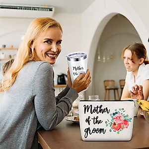 Mother of The Groom Gifts Mother of The Bride Tumblers Mug Makeup Bags Mother Cosmetic Bags Mother Jewelry Tray Ceramic Jewelry Holder Dish Trinket Box for Mom Engagement Party (Mother of The Groom)