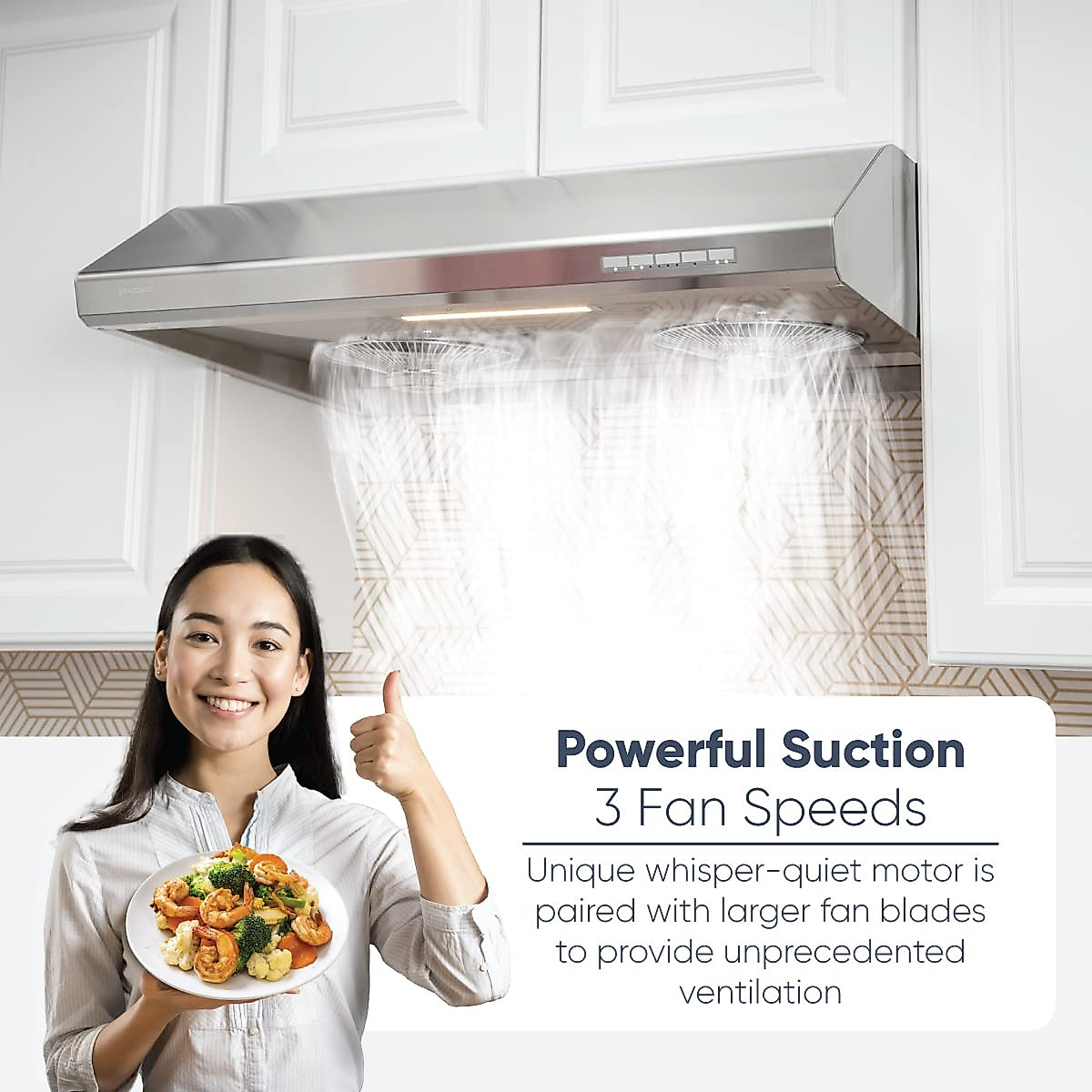 Pacific Trusteam Range Hood, 30''/36'' under cabinet, high-temperatur auto steam cleaning, Max 900CFM, LED light, responsive touch control, stainless steel housing (30')