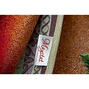 Christmas Placemats with Santa Set of 2 Red Fabric Holiday Glitter with gold Lurex (set of 2) Size:13in X 19in (34cm X 49cm)