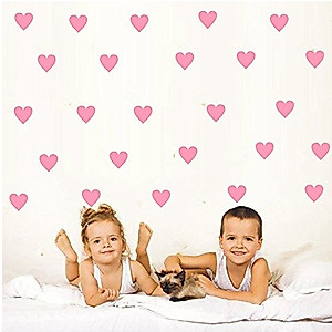 Set of 96 Pieces 2" Heart Wall Decor Sticker DIY Children's Wall Decor Decals Removable Vinyl Kids Room Baby Boys Grils Bedroom Wall Sticker (Soft Pink)