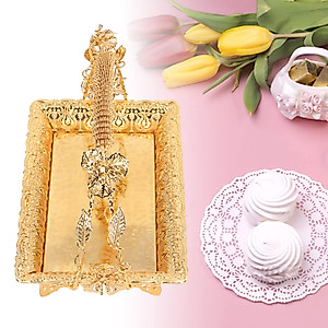 Food Serving Trays, Vintage Sturdy Zinc Alloy Elegant Tray with Handles for Home Bar Cafe